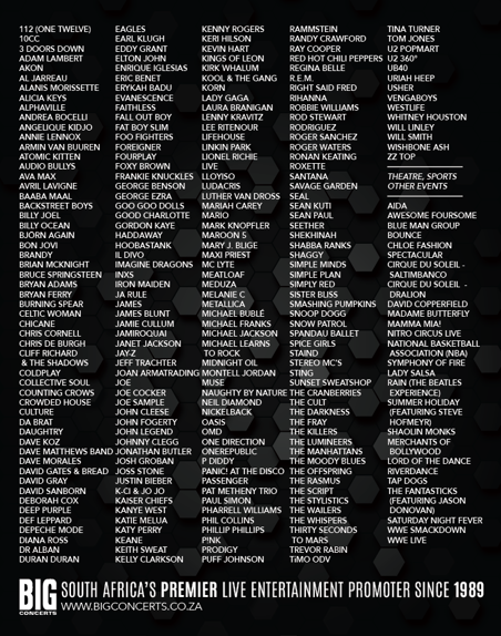 Artists Promoted By Us | Big Concerts